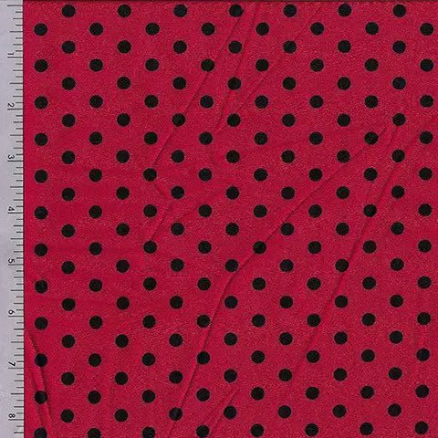 F78 Red Black Polka Dots printed - Spandexbyyard