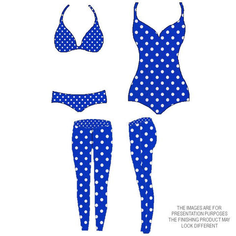 Mini Poco Dot Tricot White Royal Blue Printed Spandex - Spandexbyyard